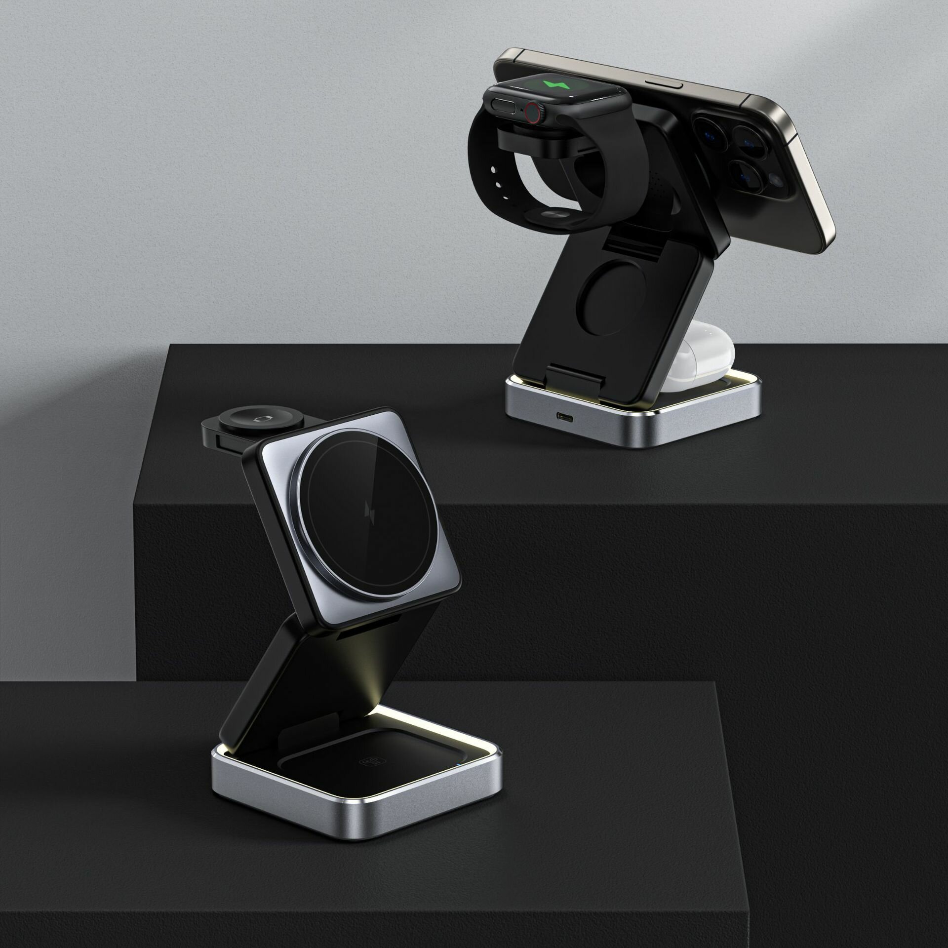 Беспроводная зарядка для iphone android, зарядная станция 3в1 для Айфон, AirPods, Apple Watch, док станция magsafe