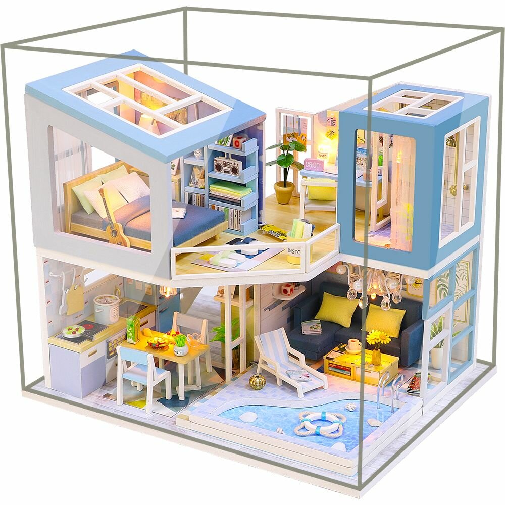 Румбокс "Домик у моря" (Н143О) с защитным куполом от пыли