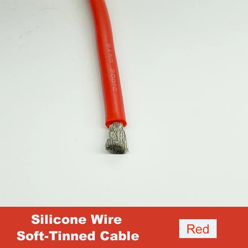 Bytebattle Термостойкий силиконовый провод 8AWG-0AWG 6 AWG-16mm2, Red Silicone, 1m-39.37in