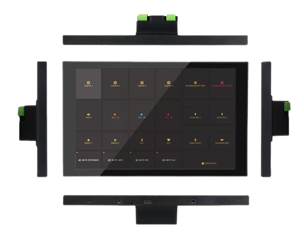 8-дюймовая встраиваемая сенсорная панель управления. Черная.