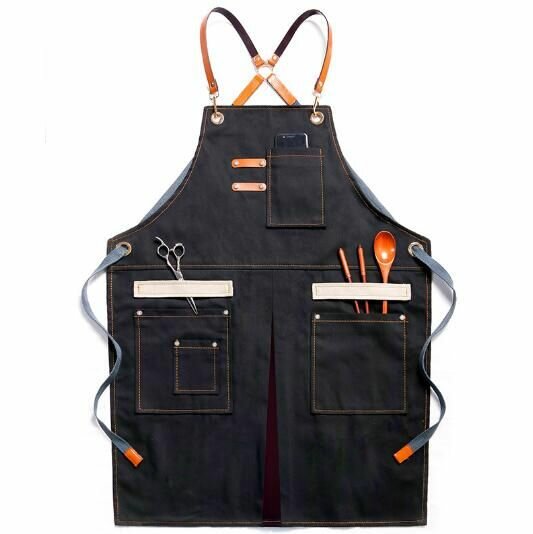 Джинсовый фартук водоотталкивающий для рабочий, бариста, парикмахера, продавца, повара, флориста, кухонный
