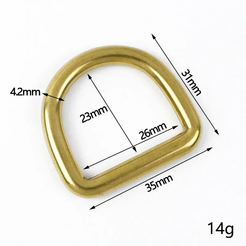 Meetee латунные D-кольца 13-44 мм 5Pcs, Brass-25mm