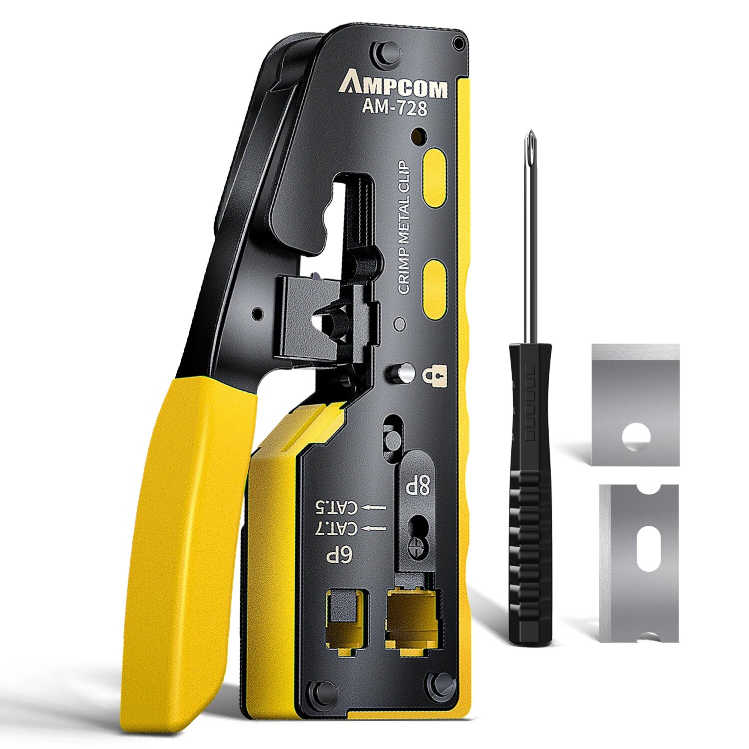 Обжимной инструмент AMPCOM rj45 CAT7 для сквозного разъема RJ11 RJ 45, модульные вилки CAT6 CAT5E с резаком для зачистки проводов