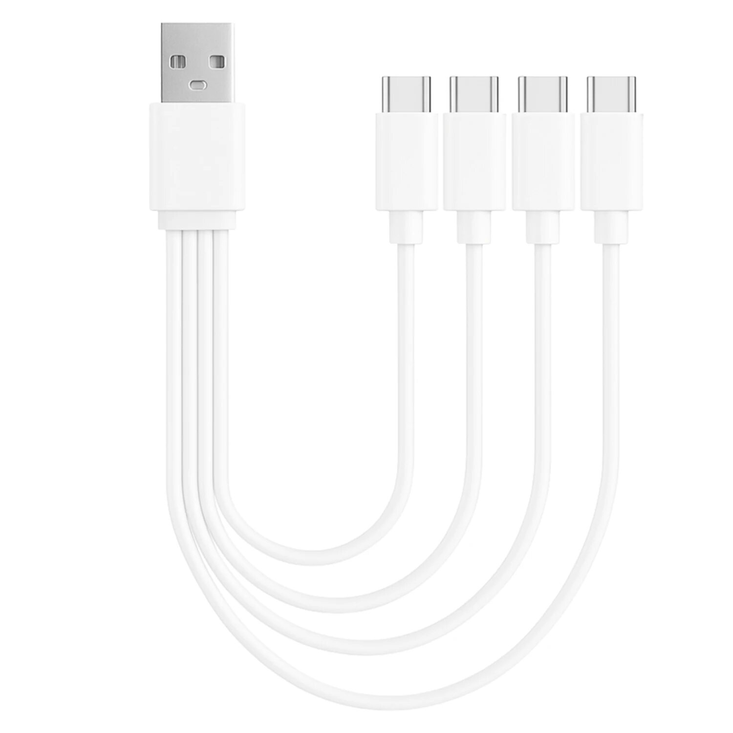 4в1 мульти-кабель для зарядки USB Type C, короткий шнур для зарядного устройства, универсальный 4-портовый разветвитель USB C для Samsung Xiaomi Android White