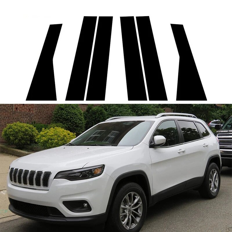 Для Jeep Cherokee KL 2014-2019 2020 2021 2023 глянцевое пианино черное автомобильное Окно двери столбик центр столбик отделка наклейки автостайлинг