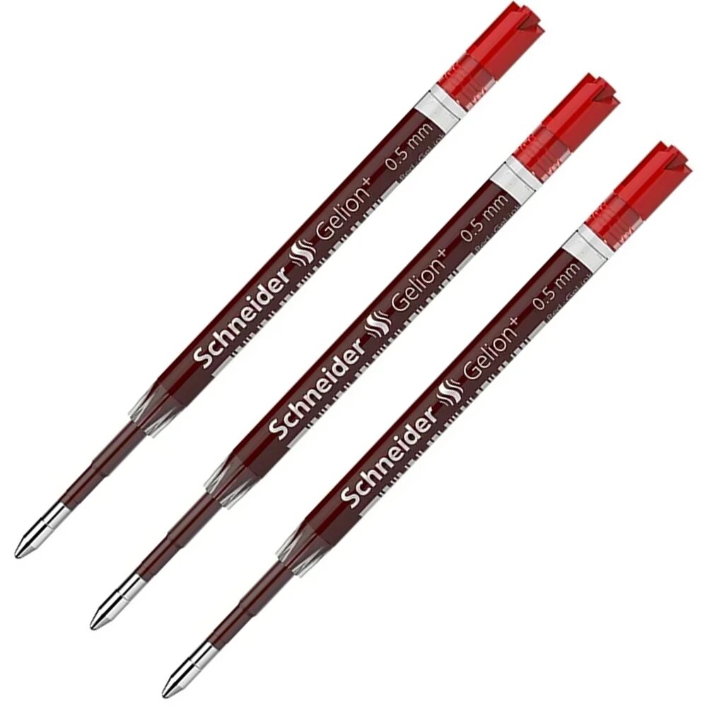 Стержни для гелевых ручек Schneider G2 Gelion+ 0,5 мм черные, синие 3pcs Red Refills