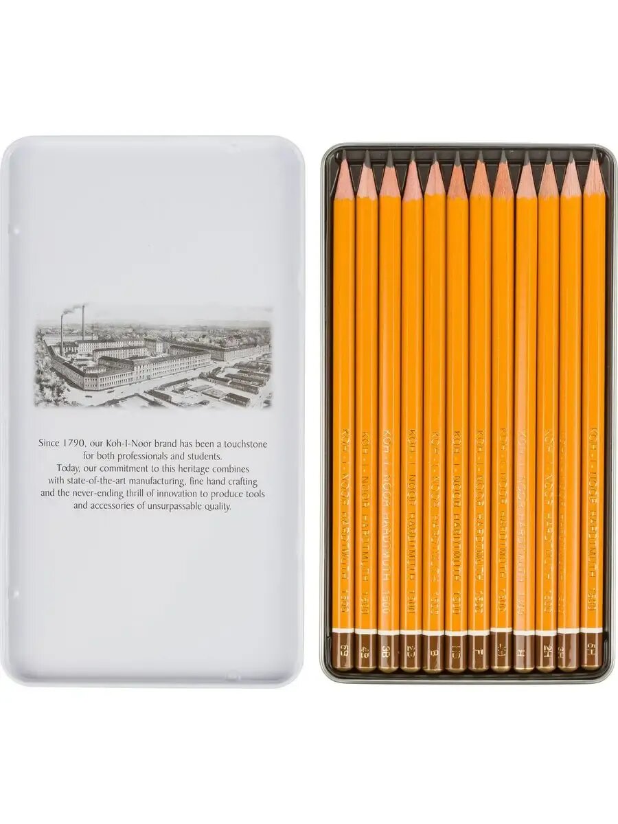 Карандаши простые художественные 5B-5H 12 шт