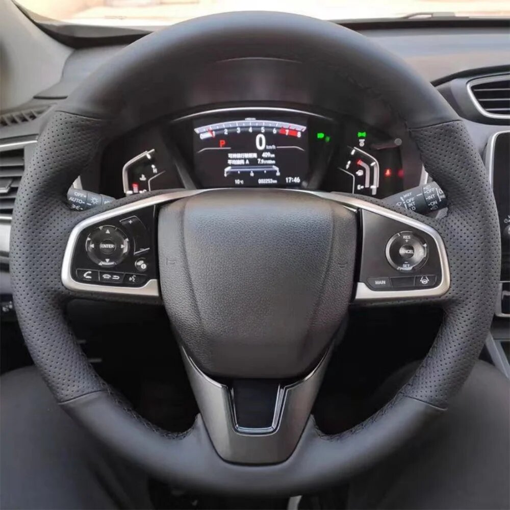 Чехол на руль автомобиля, сделай сам, кожа из микрофибры, Ручное шитье для Honda Civic Blue Thread