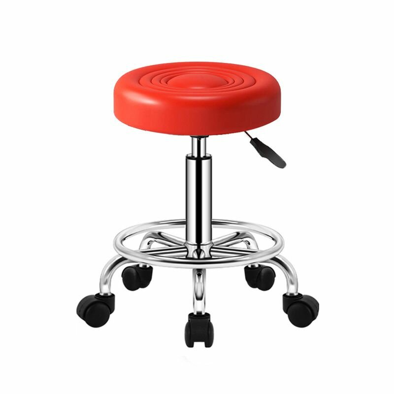 Кожаный круглый подкатной стул с подставкой для ног, регулируемый по высоте