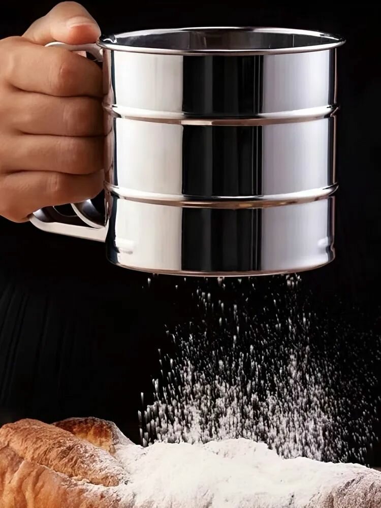 Кружка-сито Spring House, нержавеющая сталь, серый металлик, для просеивания муки