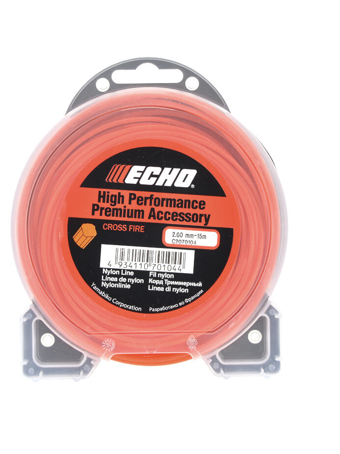 Леска для триммера 2,0мм*15м Cross Fire (крест) ECHO для бензокосы STIHL FS 38