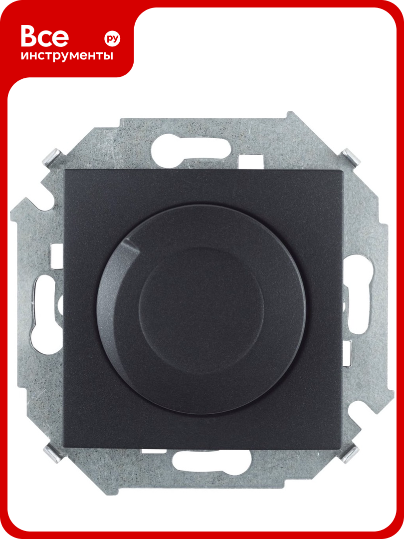 Поворотно-нажимной регулятор напряжения Simon 500Вт, 230В, винтовой зажим, графит 1591311-038