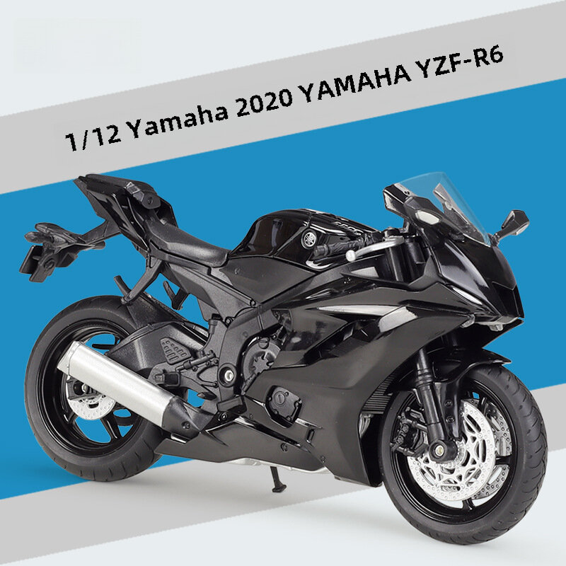 Модель мотоцикла Yamaha YZF-R6, имитационная, сплав, 2020, черная