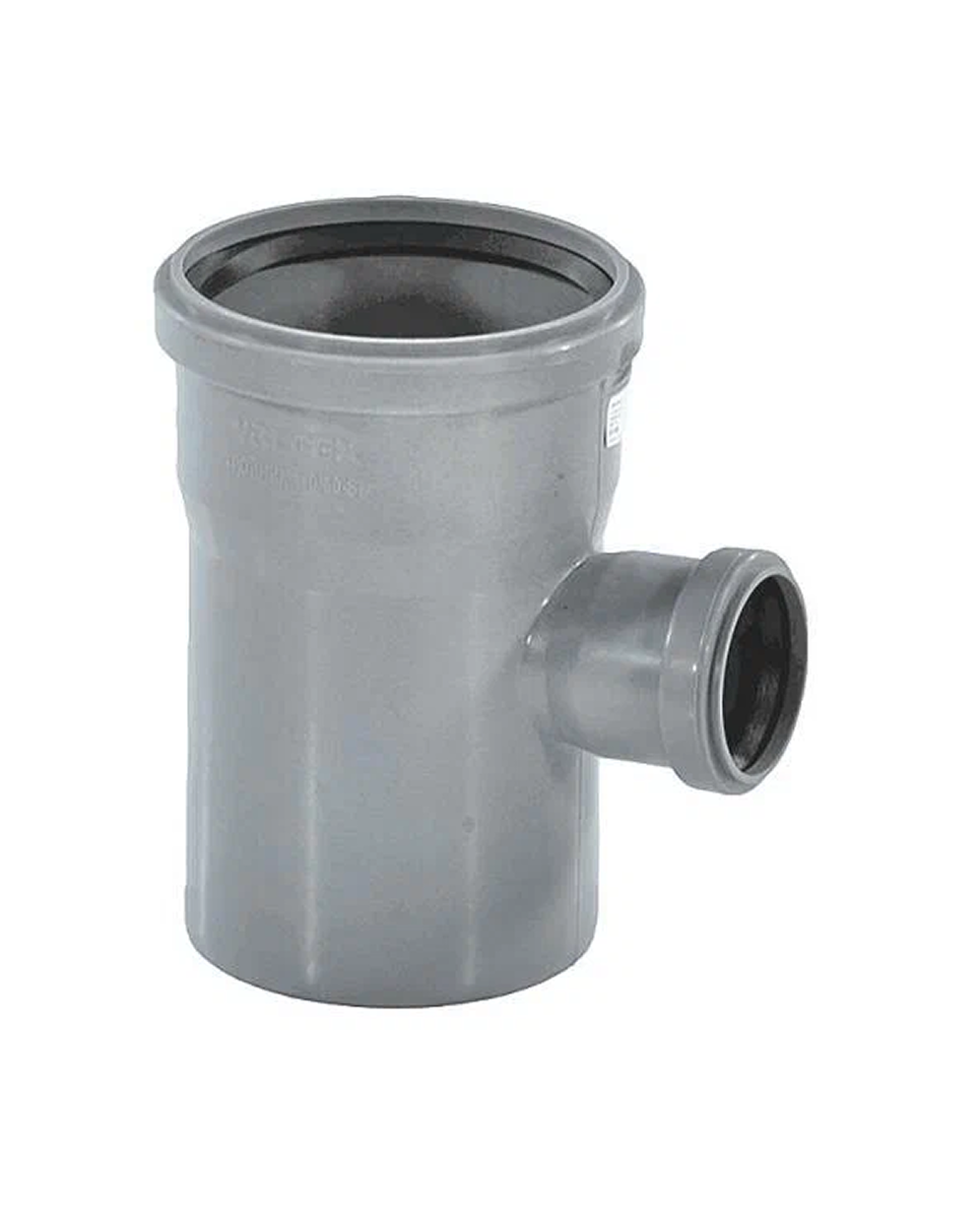 Тройник PP-H переходной серый Дн 110х50х45гр б/нап в/к VALFEX 22110050