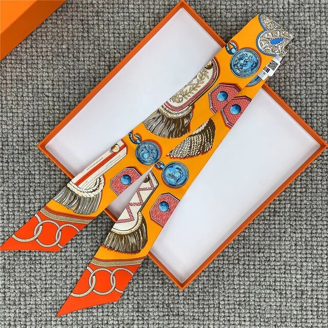 100% шелк высококачественные роскошные брендовые товары шарф Женская повязка на голову фуляр галстук ленточный шейный платок узкие шарфы аксессуары для волос