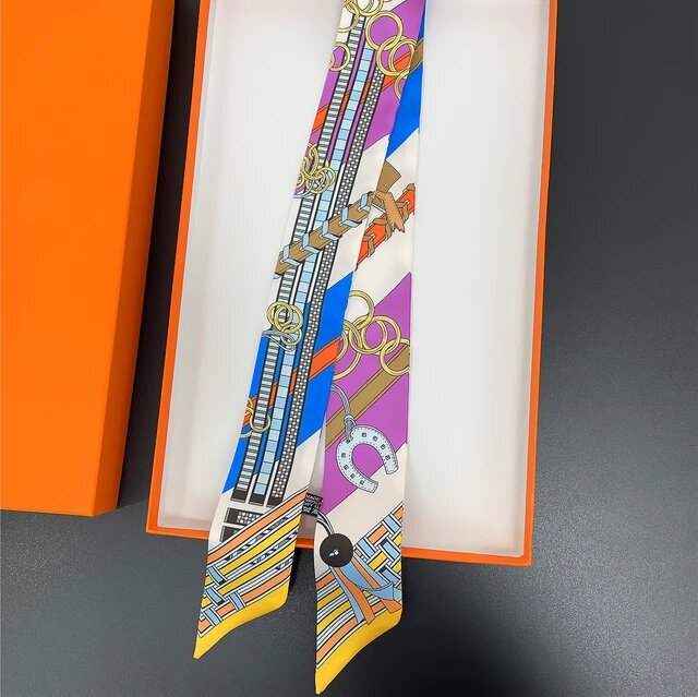 2025 брендовый дизайнерский Новый Шелковый шарф из веревки роскошный шарф женский фуляр узкие Сумки Шарфы модная повязка на голову шейный платок для женщин