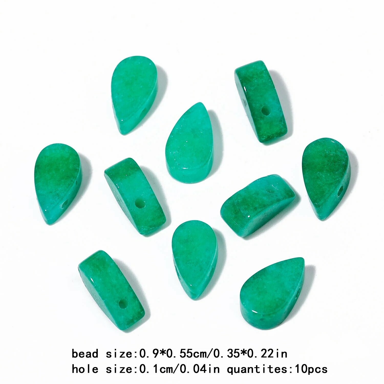 Бусины из натурального нефрита в форме капли воды, 9x5,5 мм