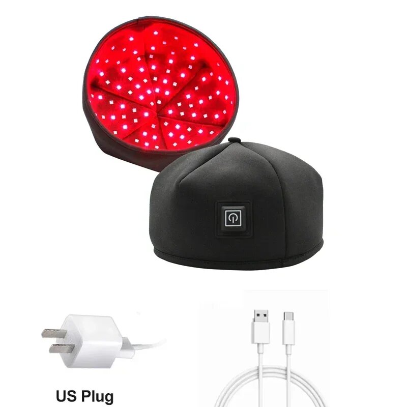 120 шт. светодиодный красный свет, шапка для массажа головы, снятие стресса, фототерапия кожи головы, шлем для роста волос, аксессуары для ухода за головной боли, Black-US with box