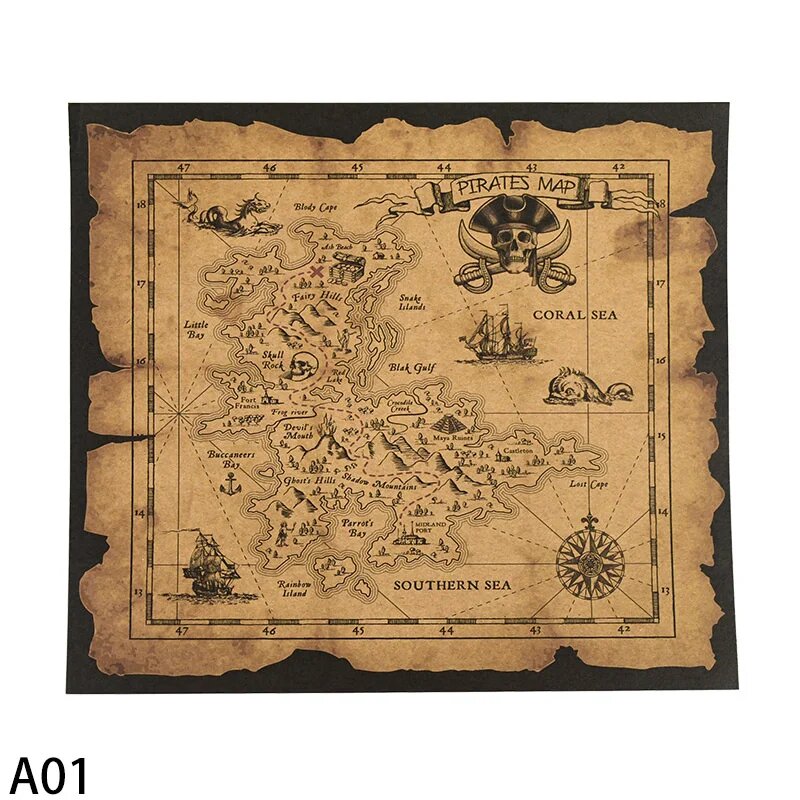 Пиратская карта поиска сокровищ A01
