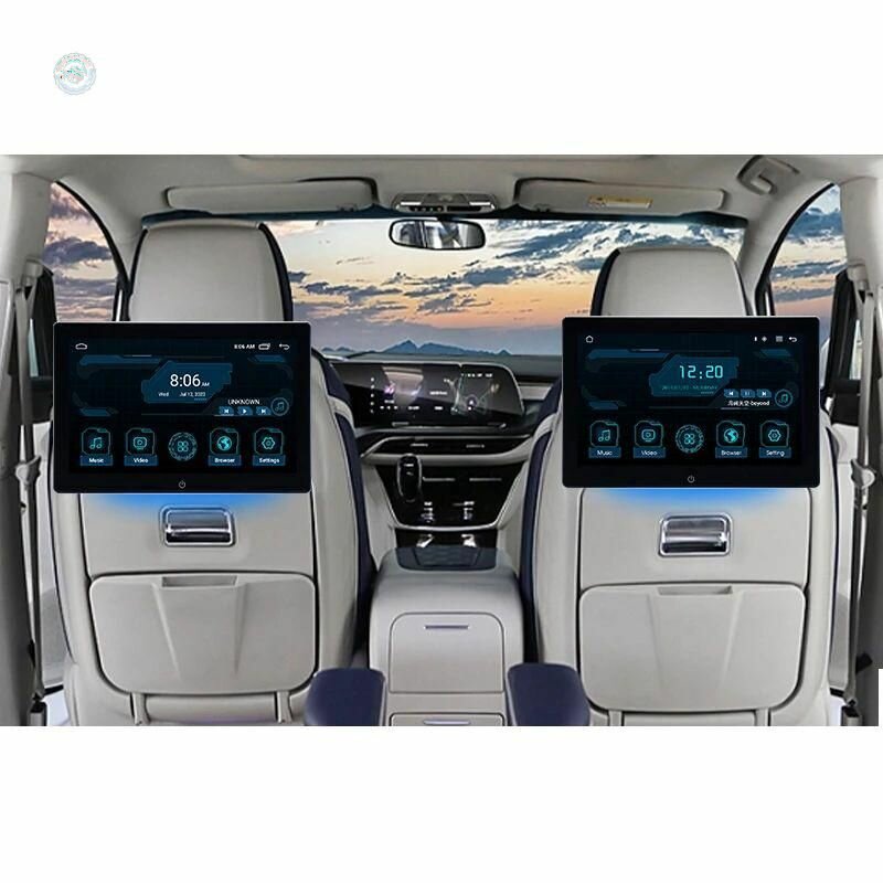 Автомобильный монитор в подголовнике 10.1 дюймов Android 12 с сенсорным экраном IPS 2+32 Гб встроенный динамик и WiFi для развлечений на заднем сиденье
