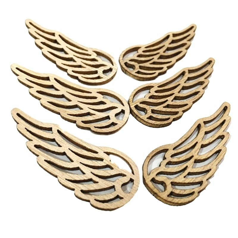 Упаковка из 10 самодельных деревянных полых украшений в виде крыльев ангела