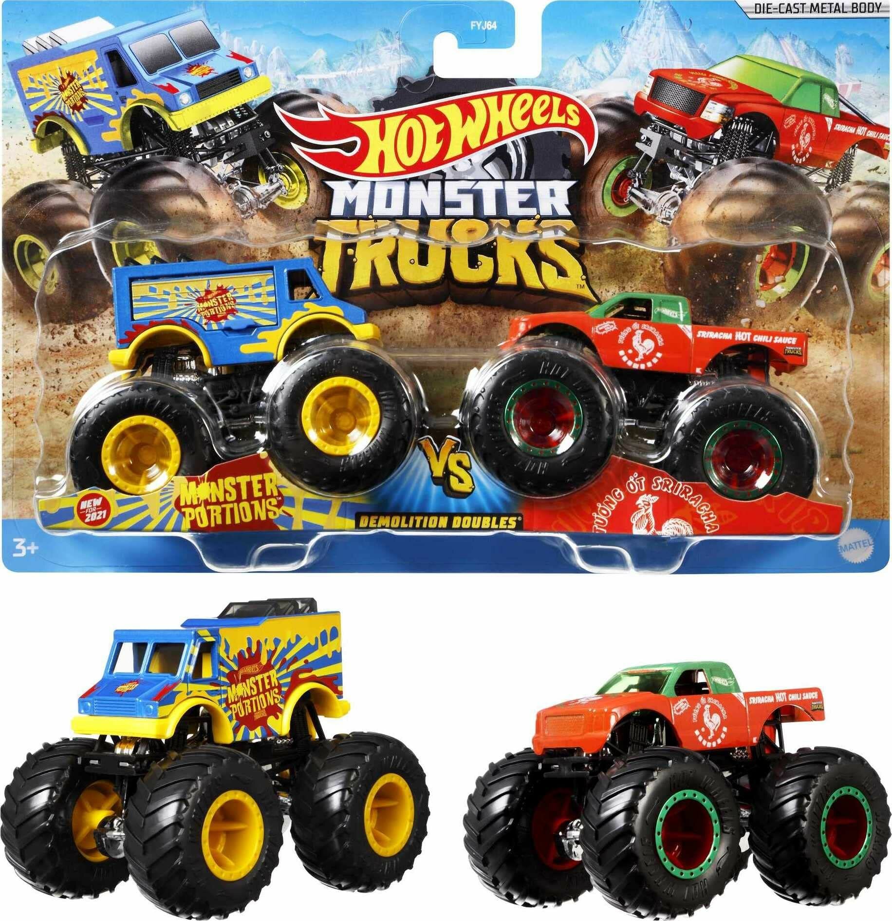 Машинка Mattel Hot Wheels Монстр Трак Мультяшный автомобиль FYJ64 MONSTER VS SRIRACHA
