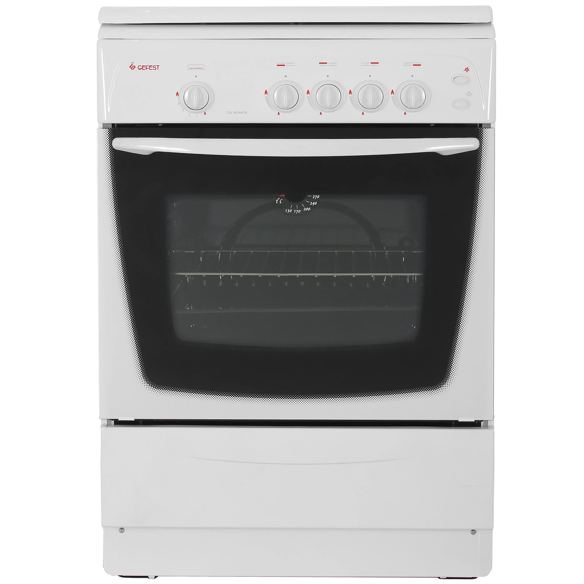 Плита газовая GEFEST CG 60MC6 K73 белый, полный г/контроль, чугун. решетки