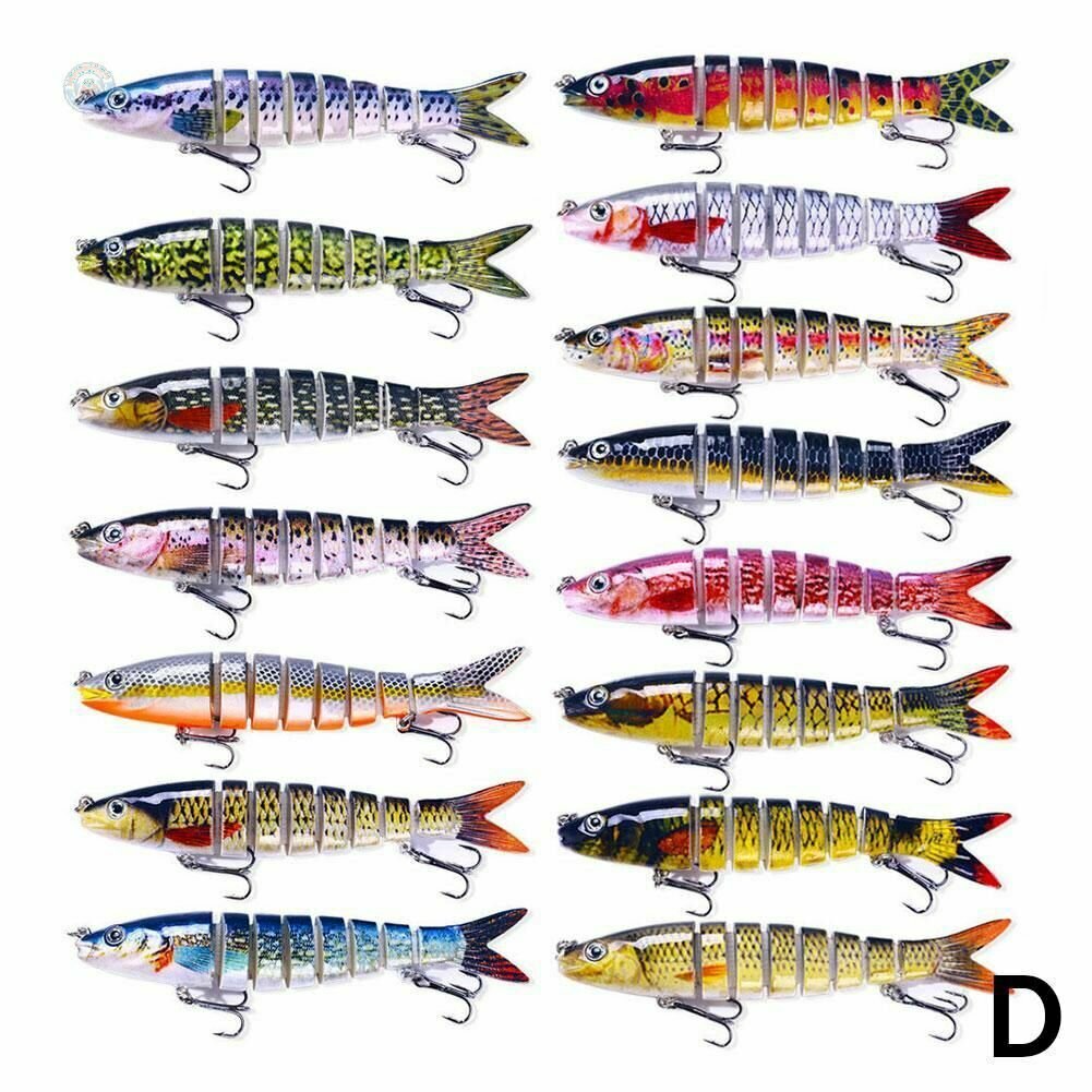 Реалистичная плавающая приманка для рыбалки 15 шт многошарнирный поппер с яркими цветами для ловли окуня, щуки и форели