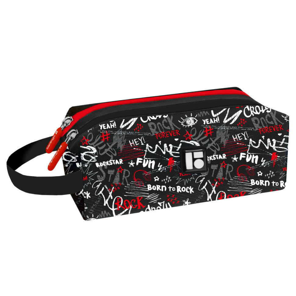 Пенал 2 отделения, 200*80*90 Berlingo "Rockstar", полиэстер, 379389