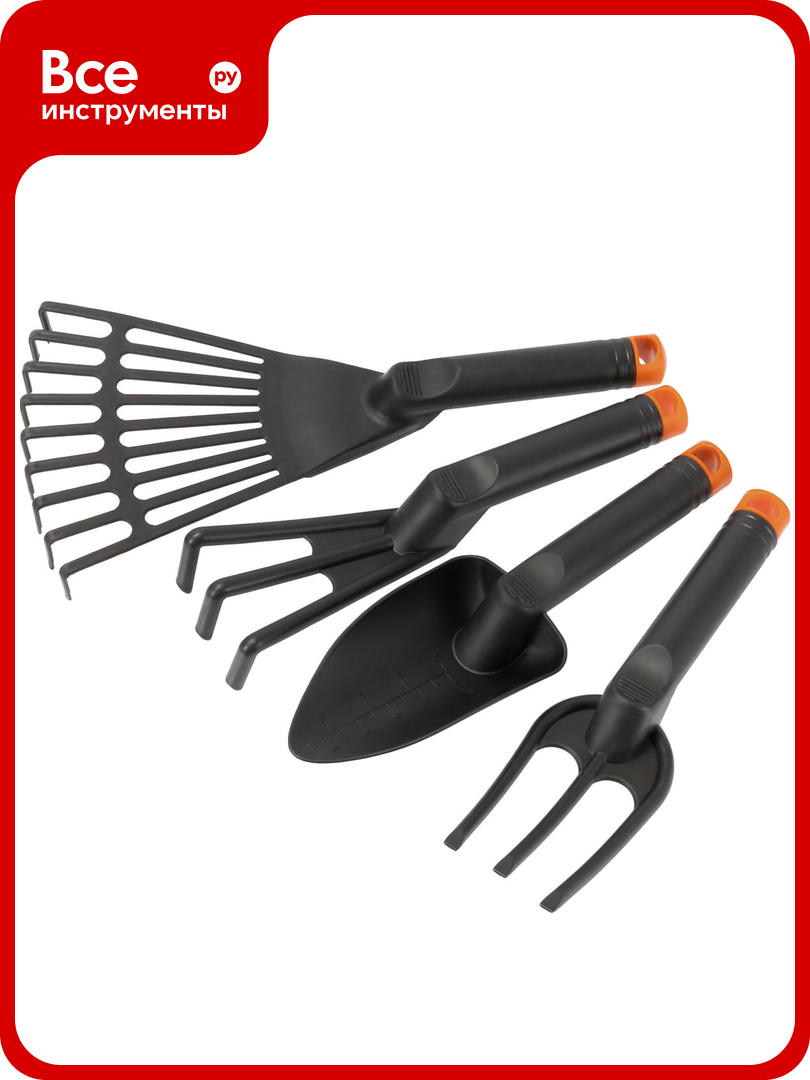 Пластиковый набор садового инструмента КЭС 4 предмета, чёрный 21020031, пластиковая