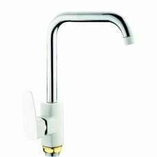 Смеситель для кухни белый/ хром , гайка