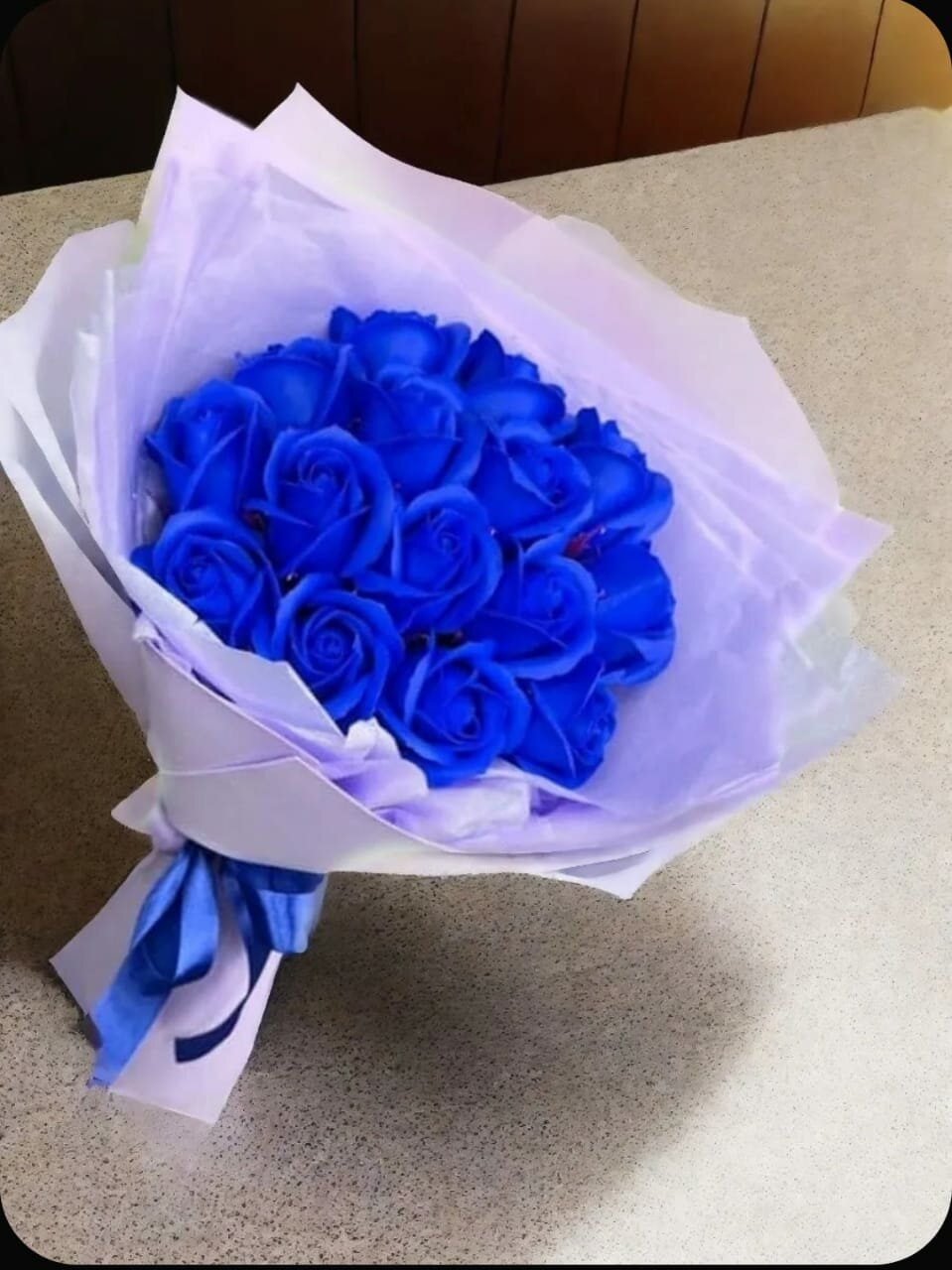 Букет из мыльных цветов "Навсегда!", цвет синий, высота 30 см