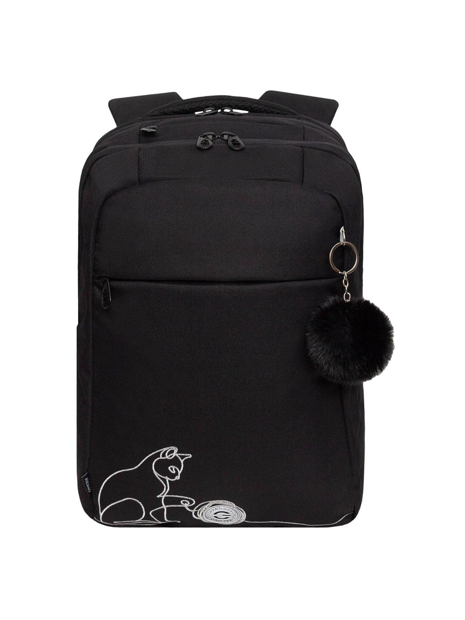 Рюкзак городской молодежный GRIZZLY, RD-544-2, черный - серебро, 28х40х16