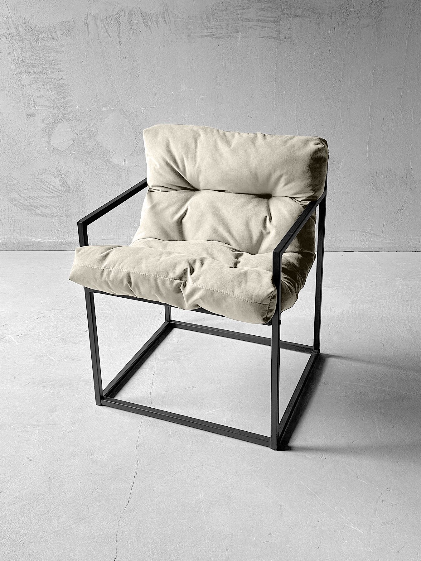 Кресло для обеденного стола Лофтовик Комфи + велюр молочный