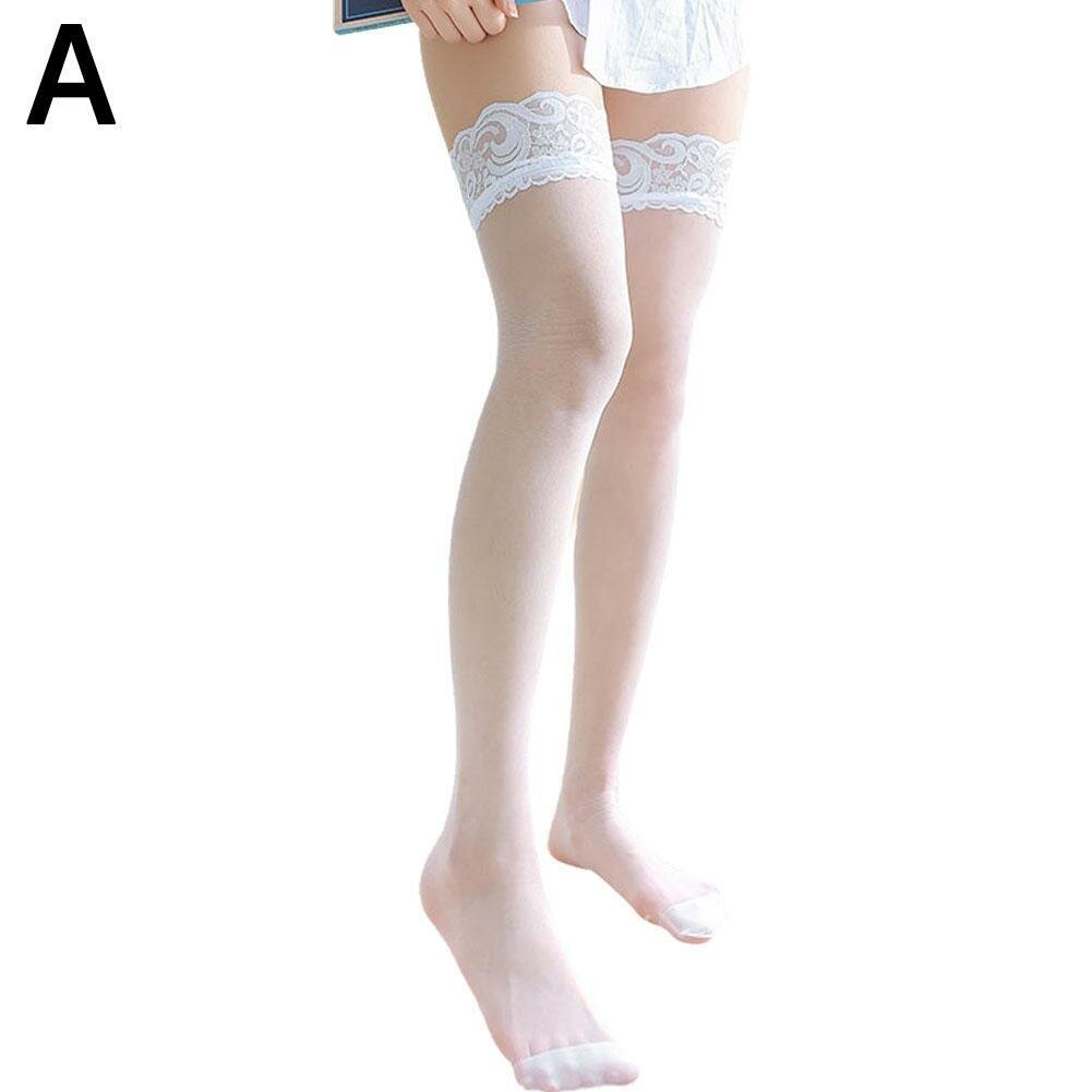 Кружевные длинные нескользящие силиконовые шелковые полупрозрачные сексуальные чулки выше колена