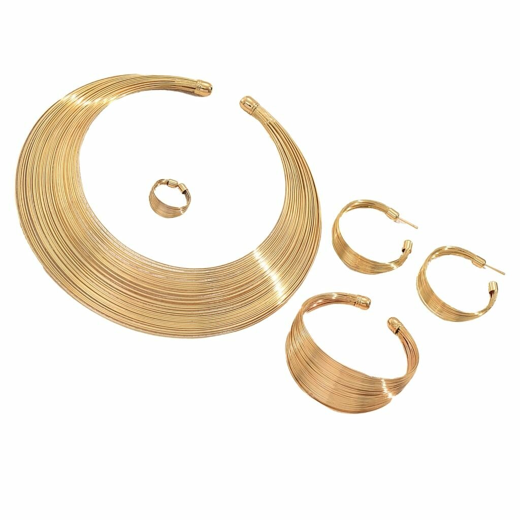 Современный многослойный геометрический набор украшений: регулируемое ожерелье, браслет, кольца для повседневной носки