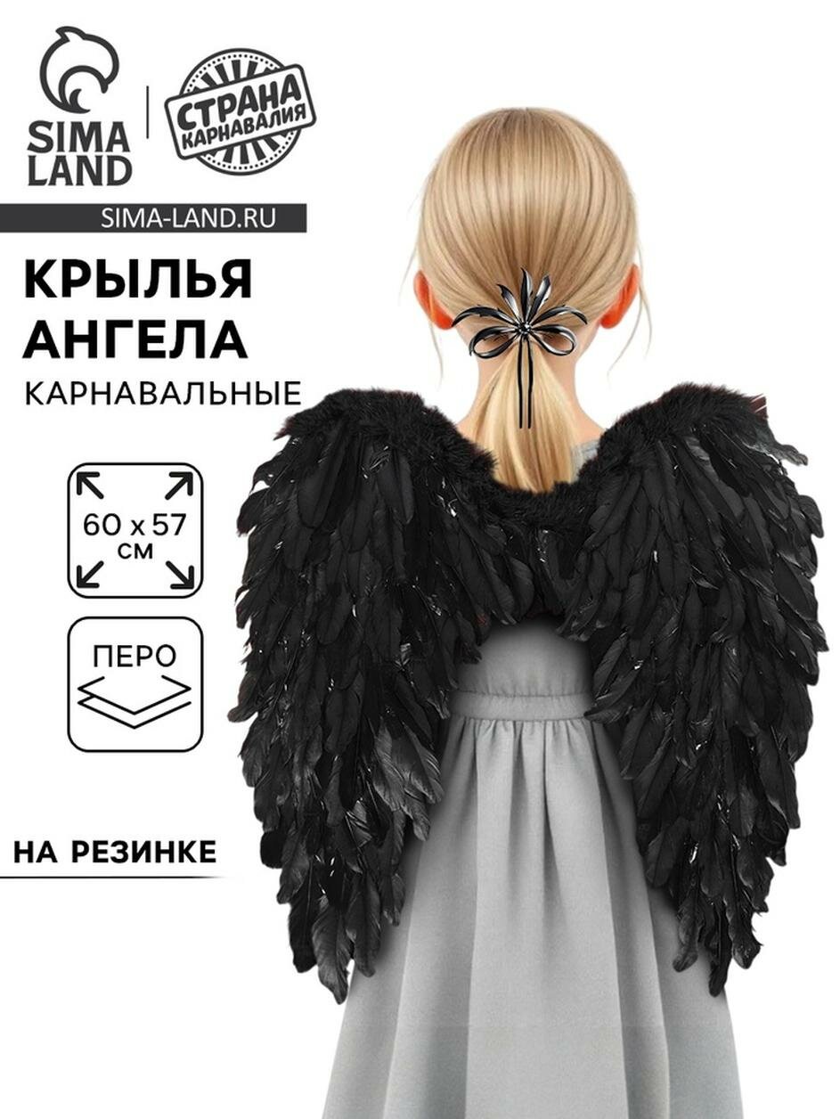 Крылья ангела Страна Карнавалия, перо, 60х57 см, 1 шт, черный