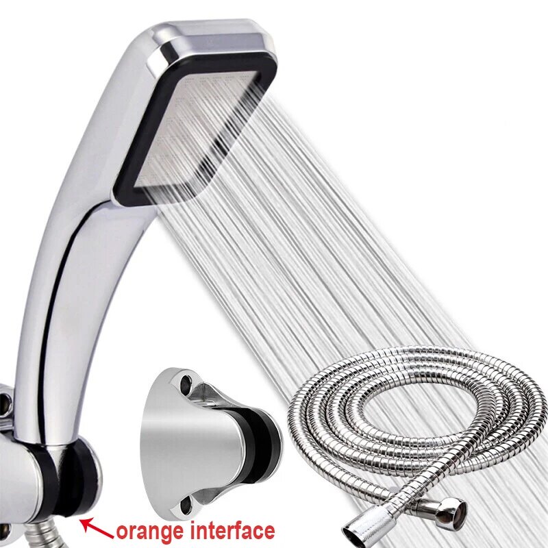Квадратная насадка для тропического душа высокого давления с 300 отверстиями, насадка для душа, экономичный поток воды с хромированными аксессуарами для ванной комнаты из АБС-пластика, Orange 3 in 1