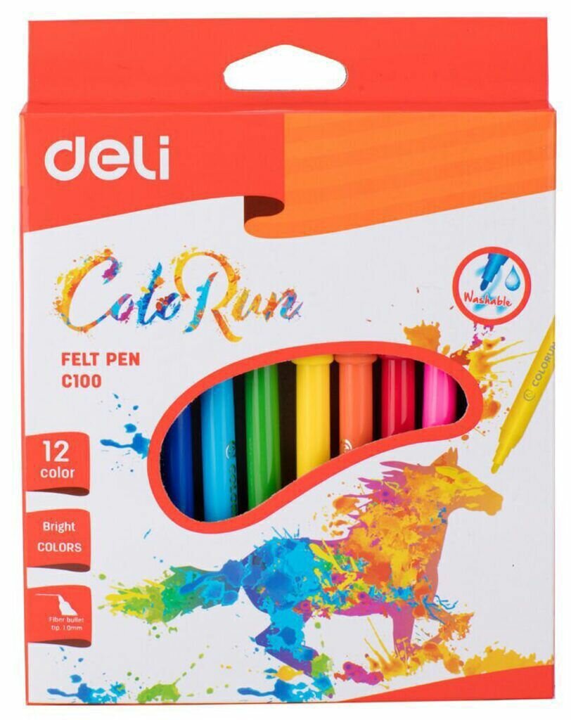 Фломастеры 12цв "Deli. ColoRun ", европодвес