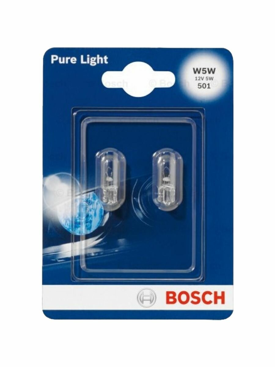 Лампа (W5W) 5W 12V W2.1X9.5D передний габарит, стеклянный цоколь в блистере