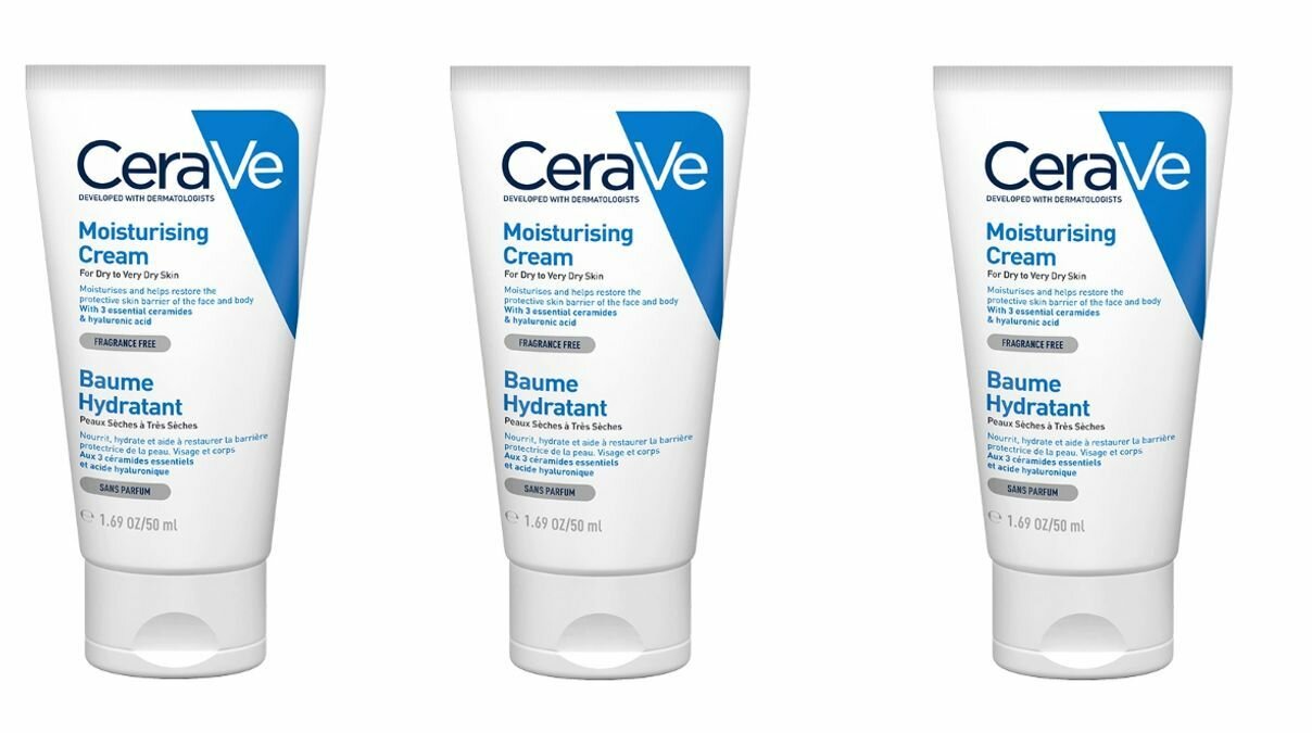 CeraVe Baume Крем увлажняющий для сухой и очень сухой кожи лица и тела, 50 мл x 3 шт.