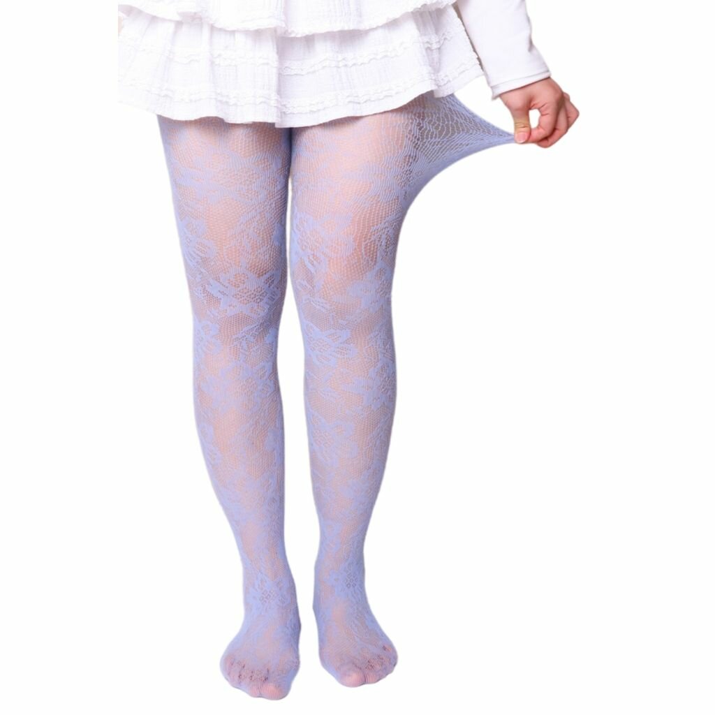 Сексуальные полые колготки в цветочную сеточку-Синий