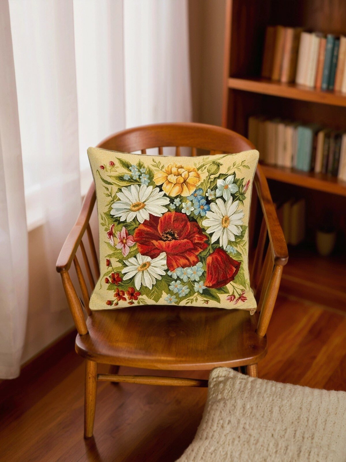 Декоративная гобеленовая наволочка "Букет июль ромашки" 32х32 см MIDA VANERI