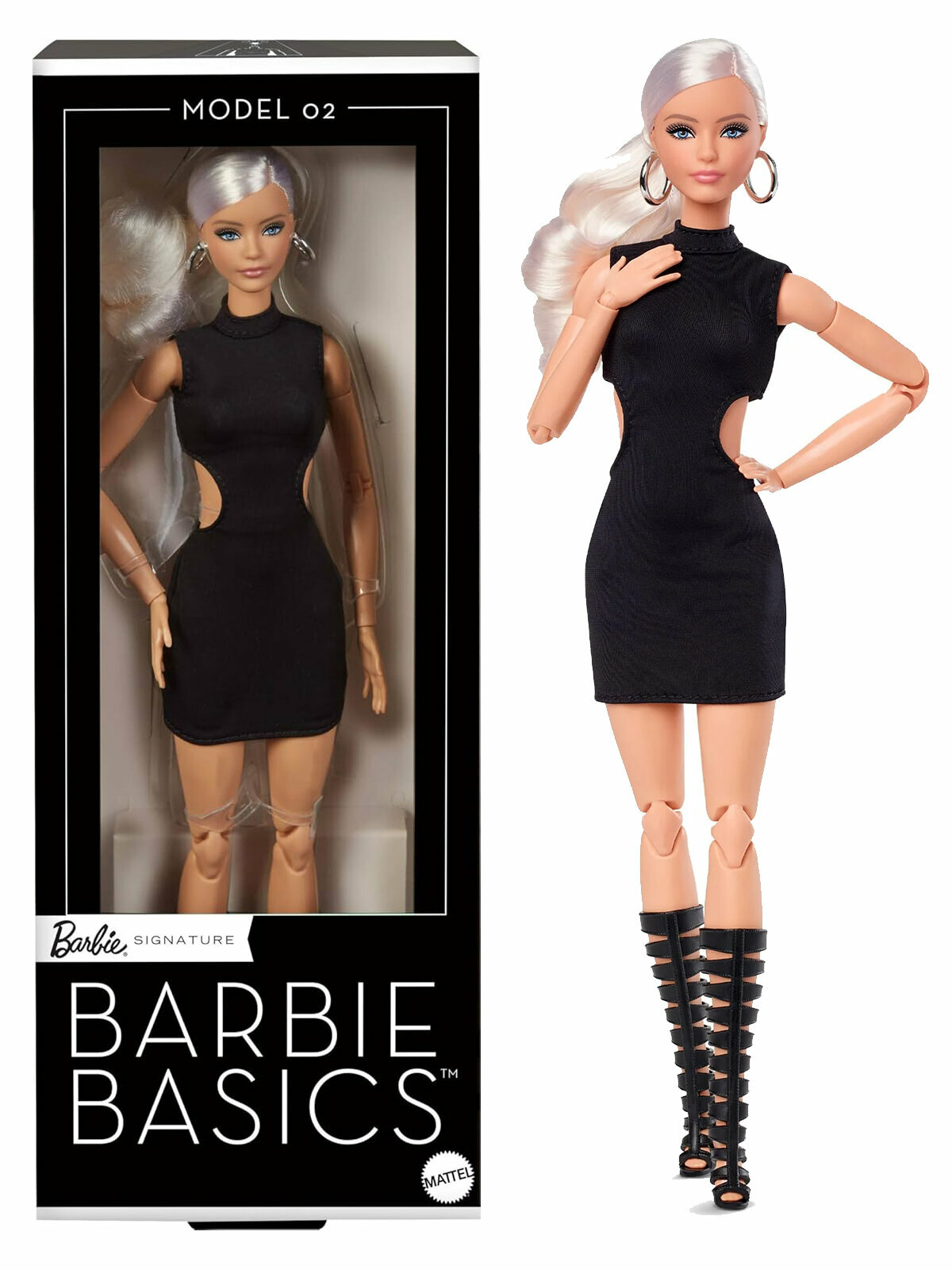 Кукла Barbie, Коллекционная кукла Basics Model 02, светлые волосы, черное мини-платье
