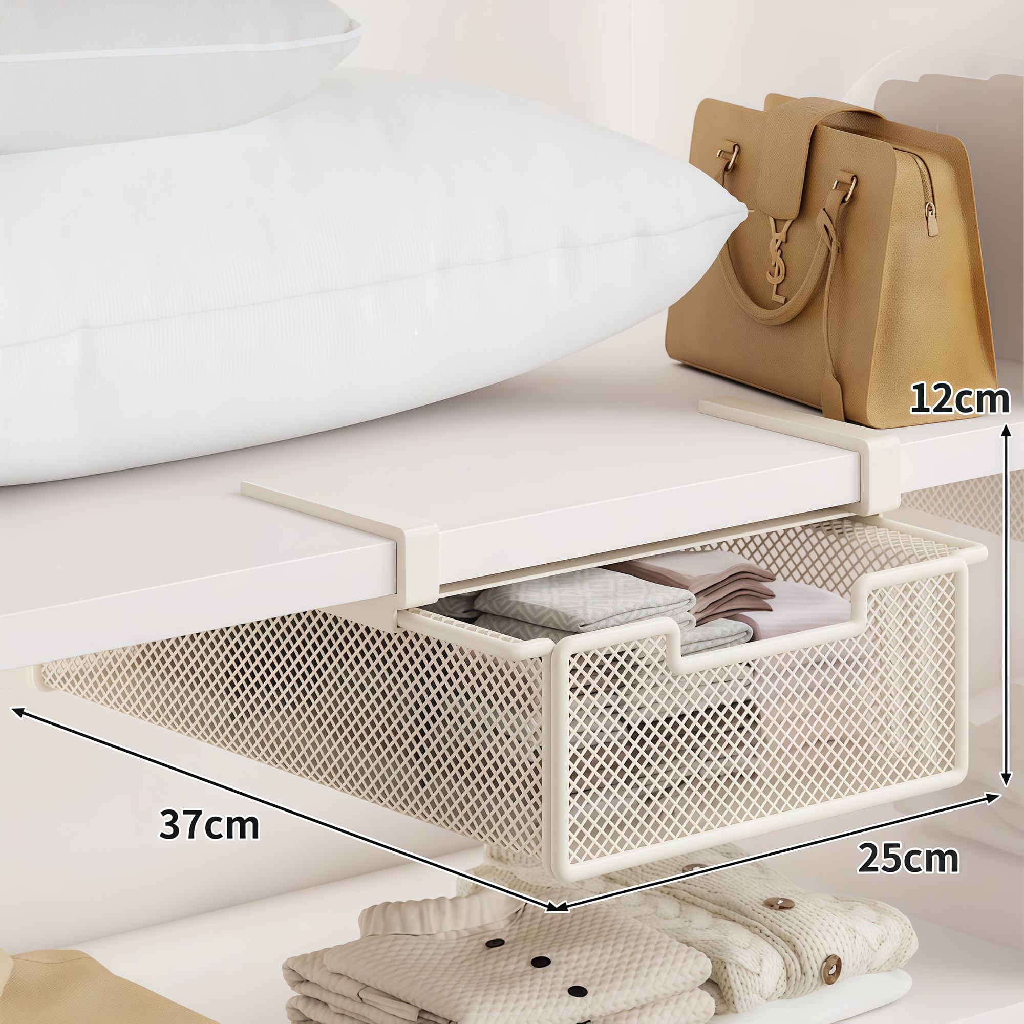 Ящик для носков и белья, японский белый, пластик, прямоугольный, 9.5x37x22 см