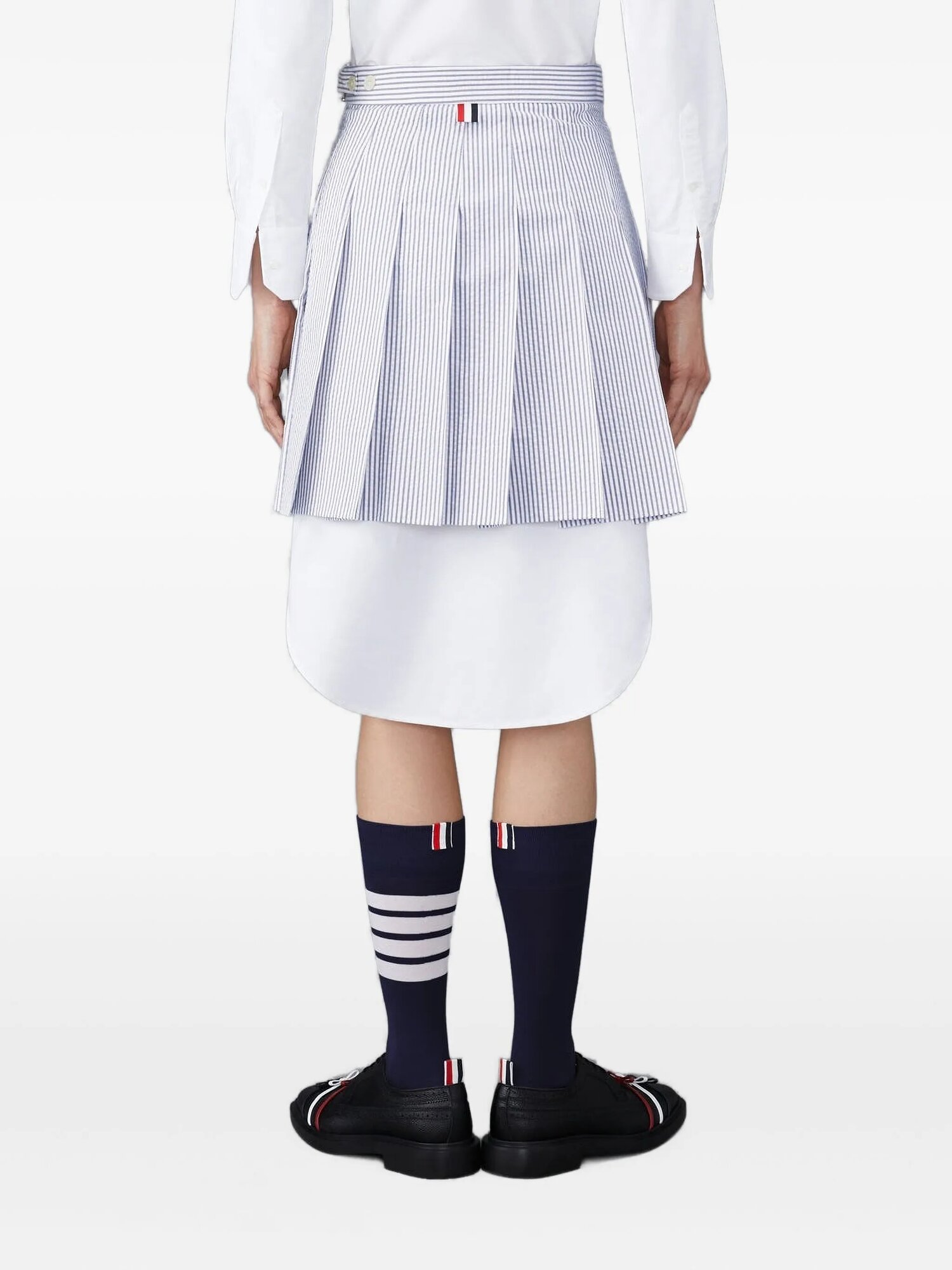 Юбка THOM BROWNE Pleated striped mini skirt, размер 44, blue — фото 1