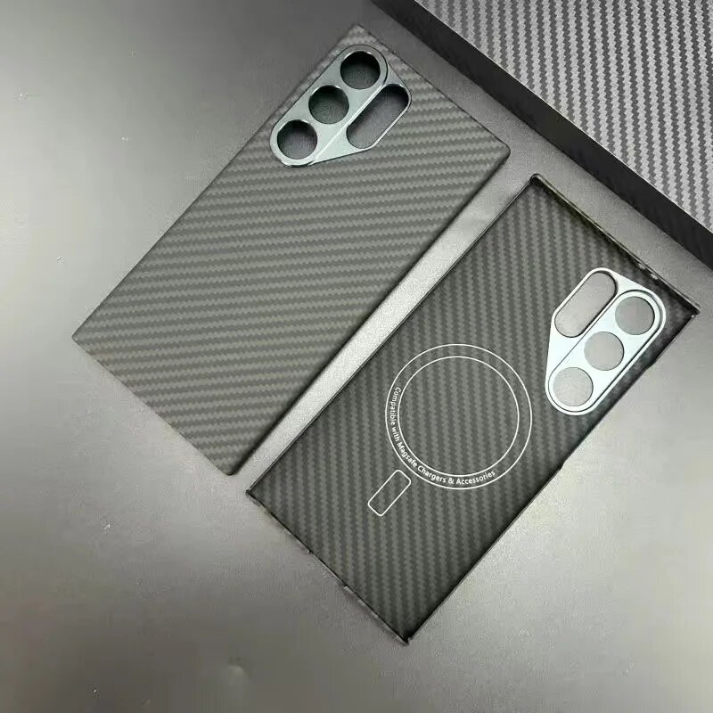 Чехол MagSafe для Samsung Galaxy S26 Ultra из углеродного Серый, 1500D Fine Hole, Galaxy S23 Ultra