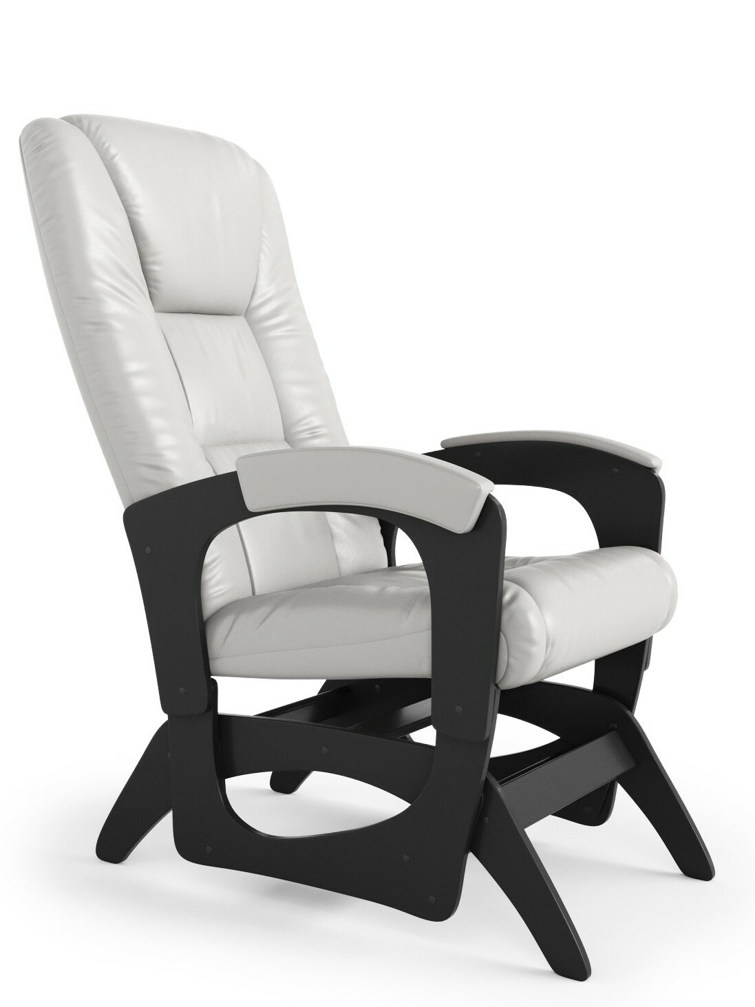 Кресло-качалка маятник мягкое для отдыха дома в гостиную (Леон, экокожа, Кремовый)