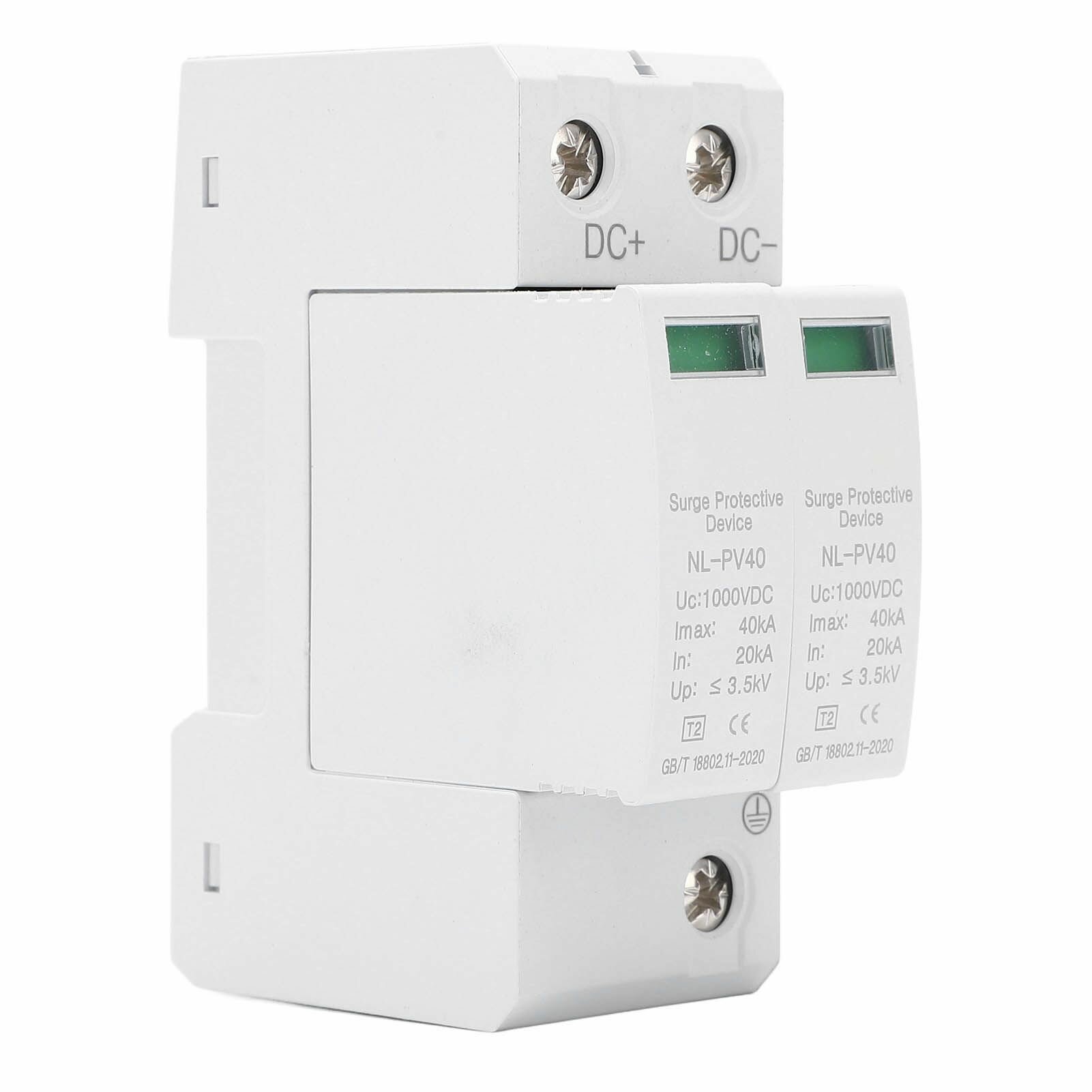 2P устройство защиты от перенапряжения, от 20 до 40KA, огнестойкое, 36 мм, для установки на рейку, фотоэлектрическое устройство защиты от перенапряжения, 1000 В