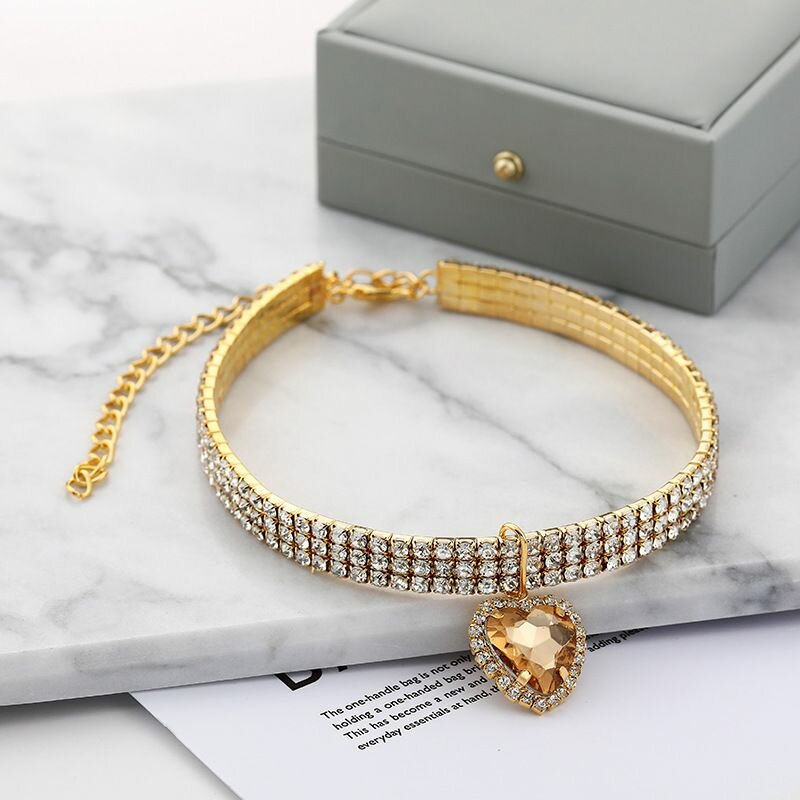 Декоративный ошейник для домашних животных с 3 рядами искусственных бриллиантов